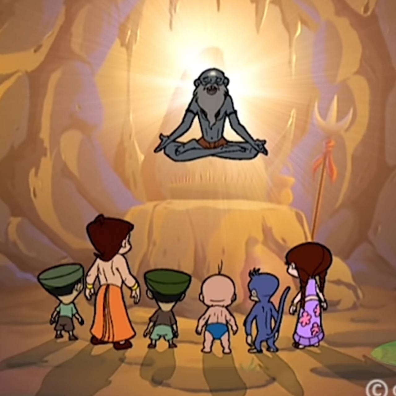 Chhota Bheem taking advice from Dhuni Baba - Indian Meme Templates