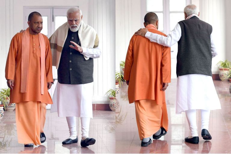 Modi Yogi Walking Together - Indian Meme Templates